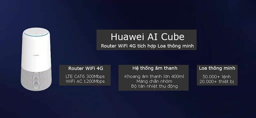 Bộ phát WiFi 4G Huawei AI Cube B900-230, Tốc độ LTE CAT6 300Mbps, WiFi ...